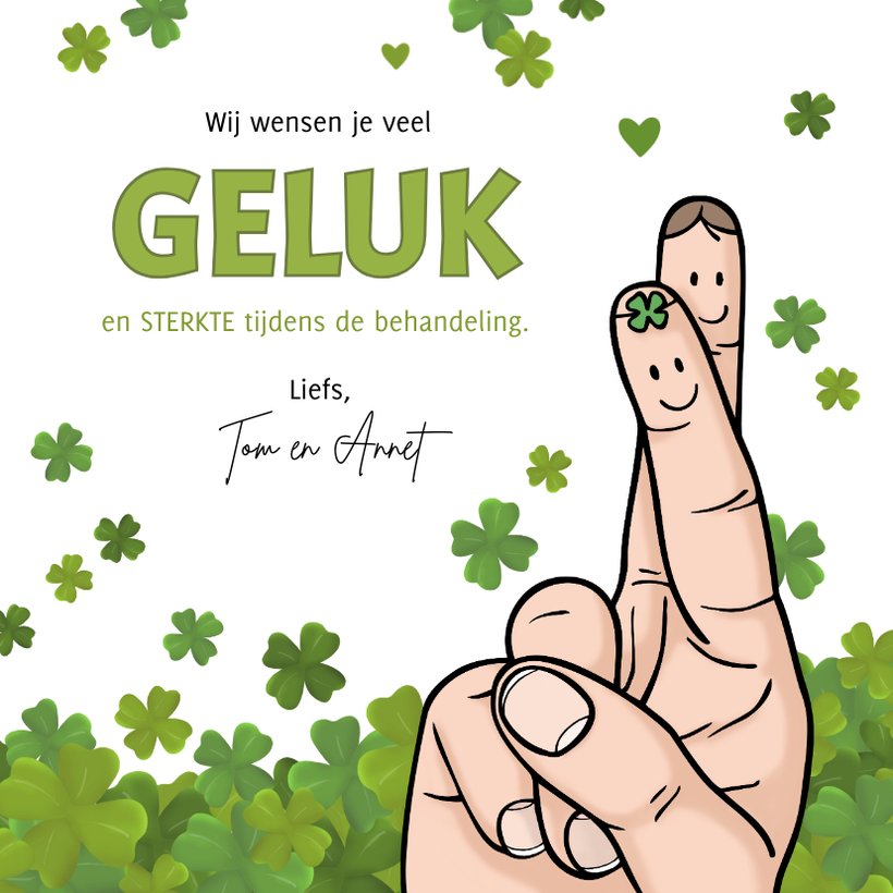 Beterschap en sterkte klavertjes vier vingers | Kaartje2go