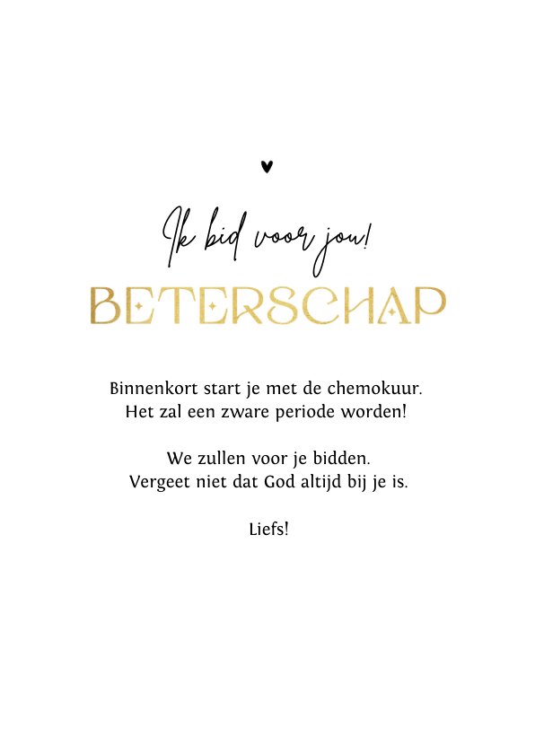 Beterschapskaart bidden god liefde goud hartjes | Kaartje2go