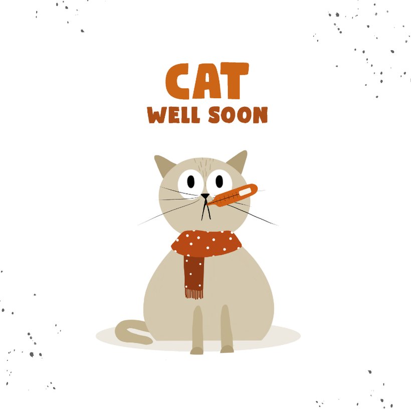 Beterschapskaart cat well soon met kat | Kaartje2go