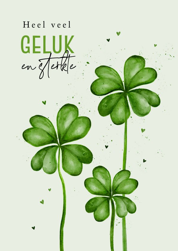 Beterschapskaart geluk en sterkte klavertjes | Kaartje2go