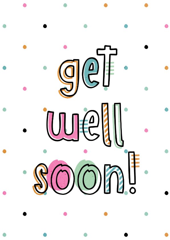 Beterschapskaart get well soon hip met confetti | Kaartje2go