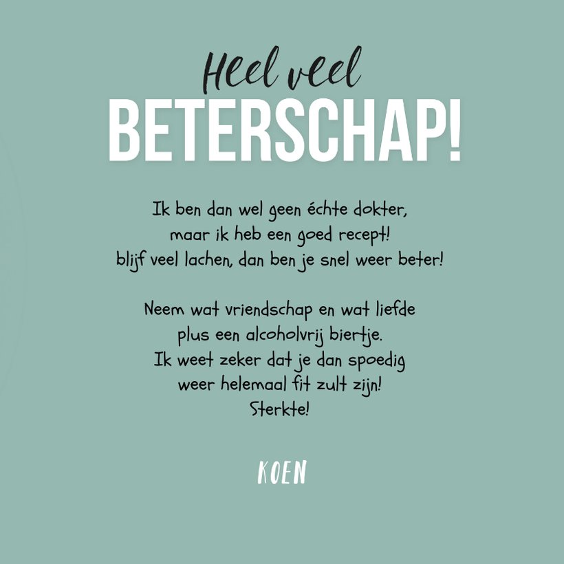 Beterschapskaart man opkikker dokter ziekenhuis | Kaartje2go