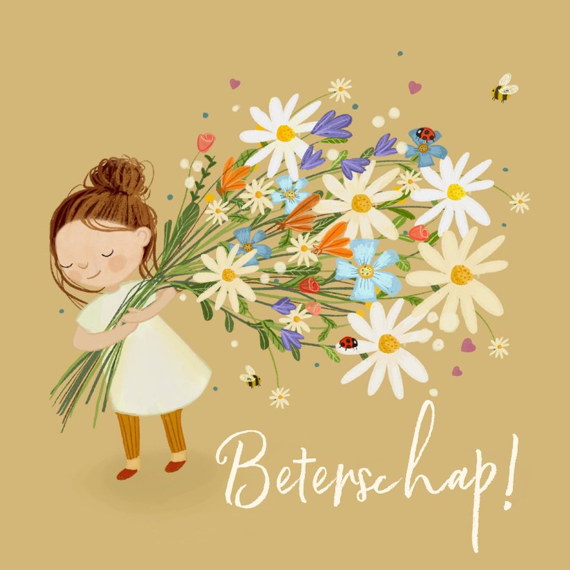 Beterschapskaart met een hele grote bos bloemen | Kaartje2go