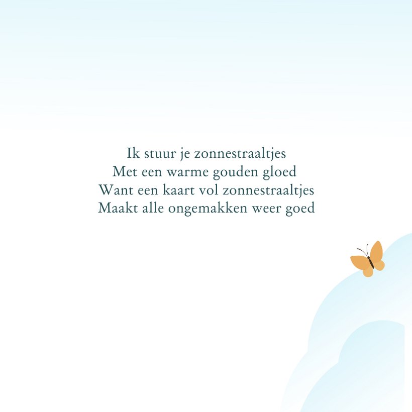 Beterschapskaart met zon en vlinders | Kaartje2go