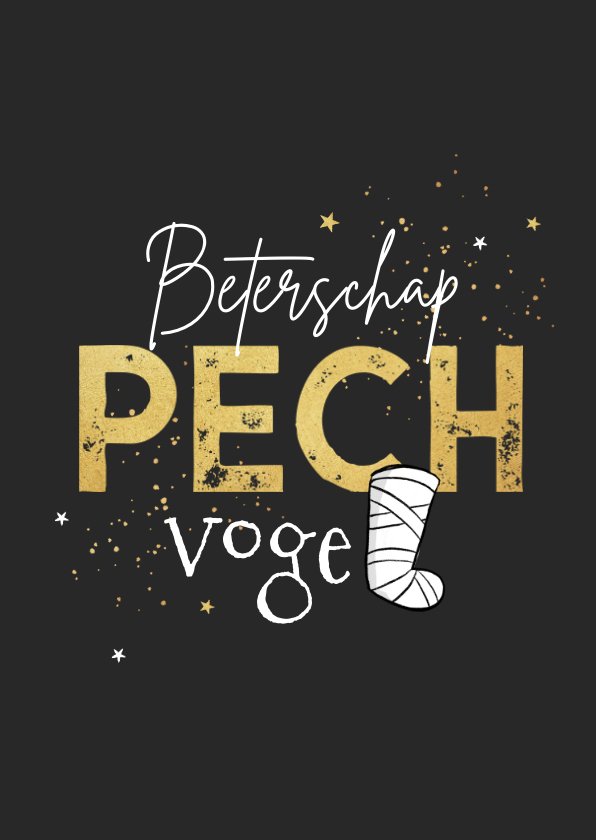 Beterschapskaart pechvogel gips been | Kaartje2go