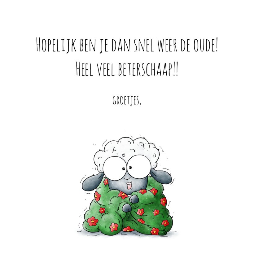 Beterschapskaart schaap kruip maar lekker onder | Kaartje2go