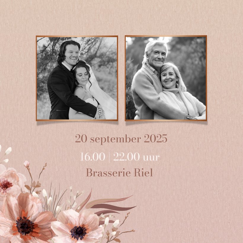 Botanische jubileumkaart stijlvol met wikkel | Kaartje2go