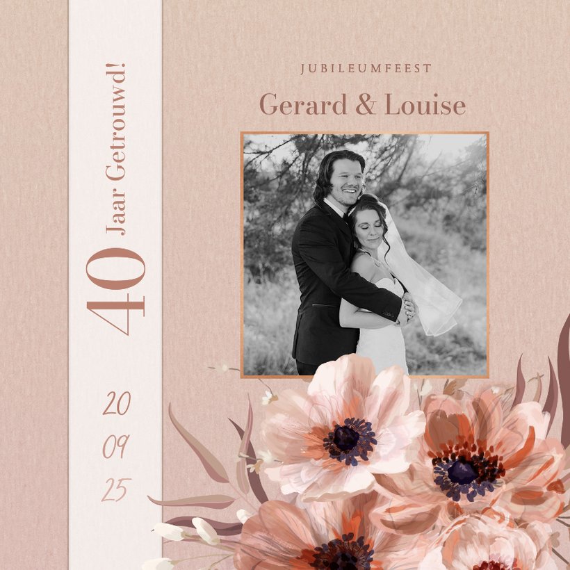 Botanische jubileumkaart stijlvol met wikkel | Kaartje2go