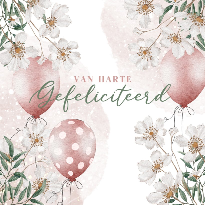 Botanische verjaardagskaart met bloemen en | Kaartje2go