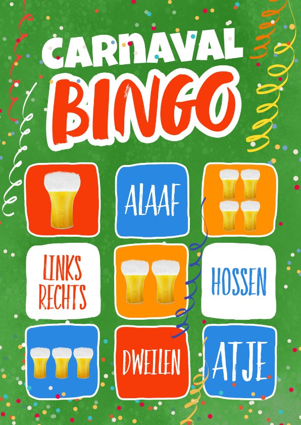 Carnaval-bingo-kaart - Wenskaarten | Kaartje2go