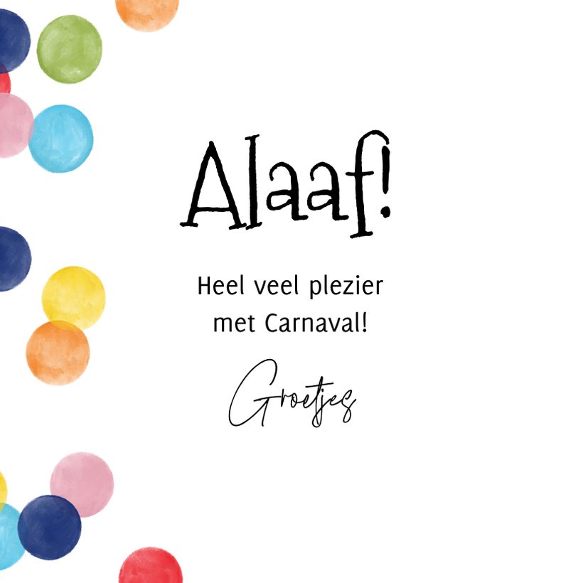 Carnavalskaart feest confetti kleurrijk | Kaartje2go