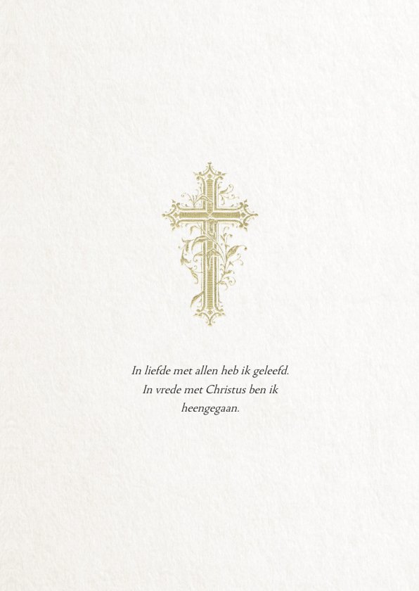 Christelijke rouwkaart met gouden kruis | Kaartje2go