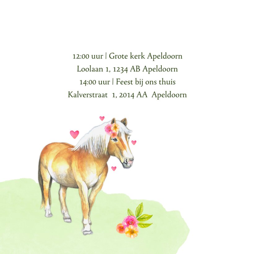 Communie feestje paard - Communiekaarten | Kaartje2go