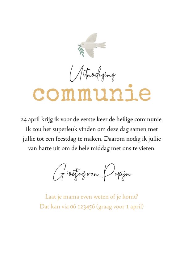 Communiefeest outfit illustraties uitnodiging | Kaartje2go