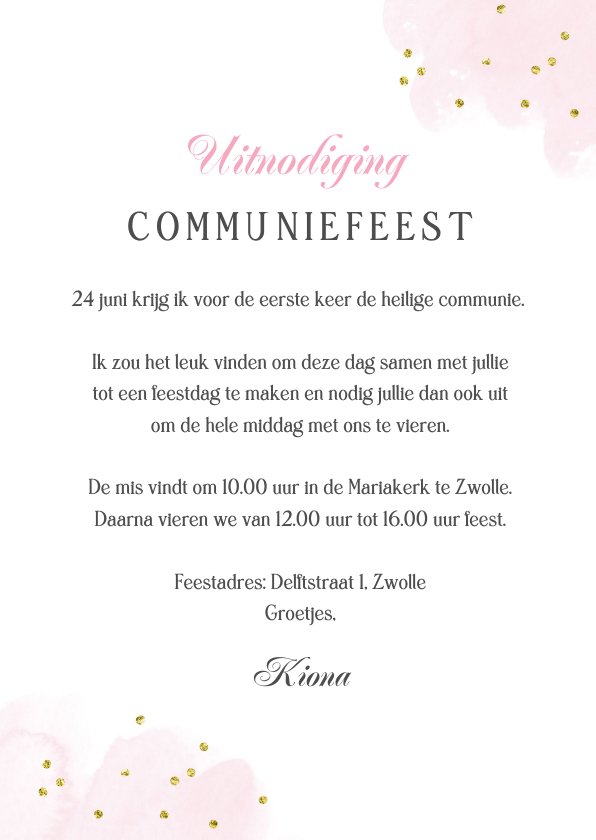 Communiefeest uitnodiging unicorn stijlvol | Kaartje2go