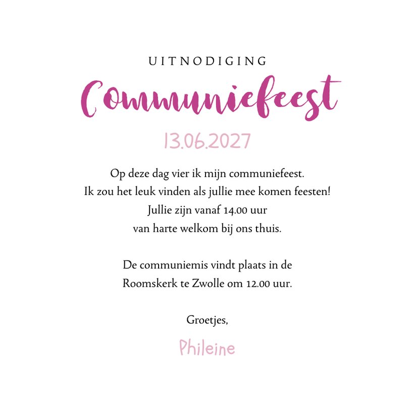 Communiefeest uitnodigingskaart botanisch kruis | Kaartje2go
