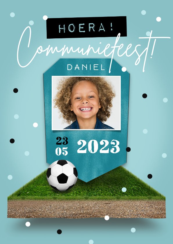 Communiefeest voetbal speler confetti | Kaartje2go