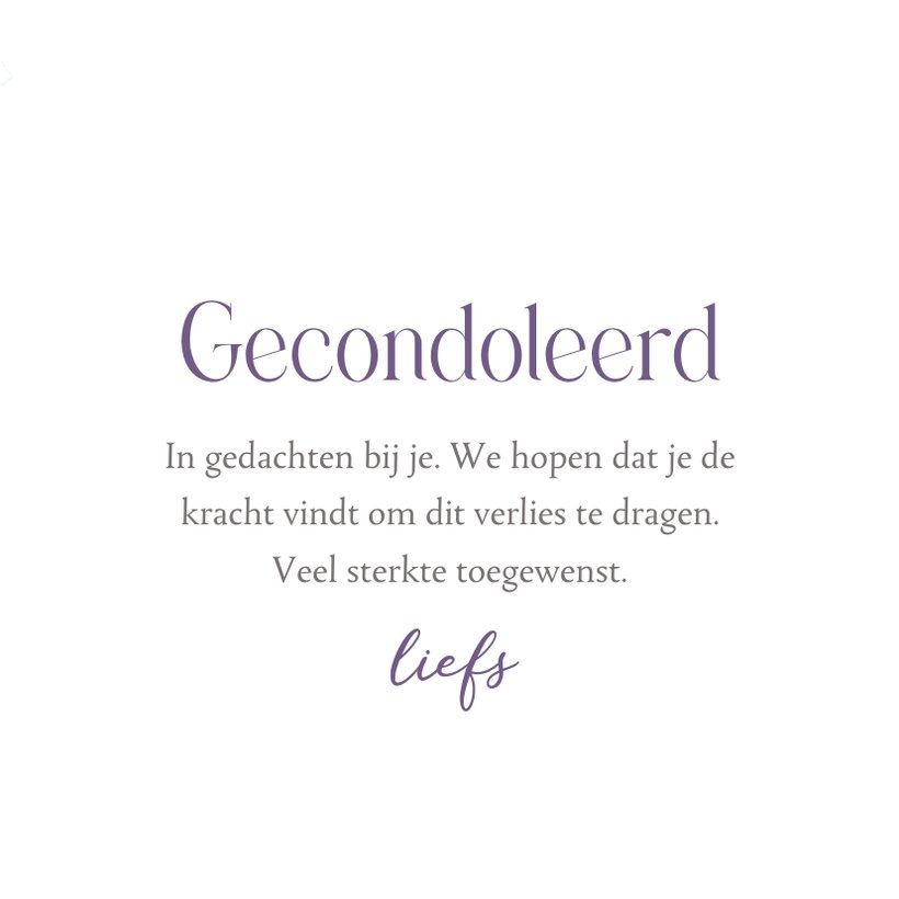 Condoleance kaart met illustratie paarse lelie | Kaartje2go