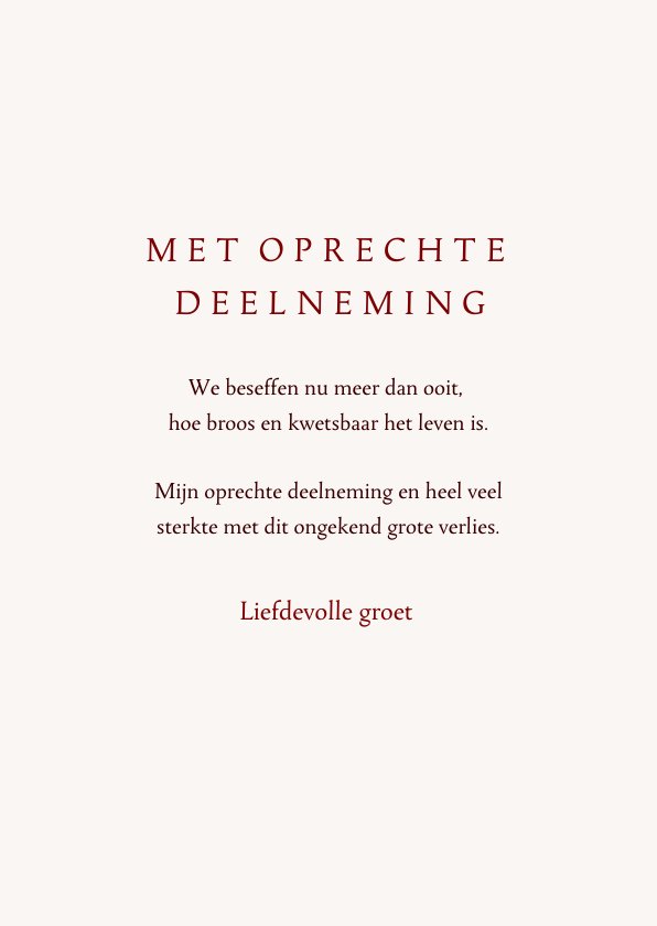 Condoleance kaart met lijnillustratie van een | Kaartje2go