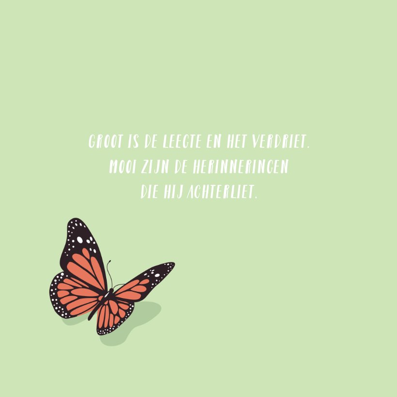 Condoleance kaartje met sierlijke mooie vlinder | Kaartje2go