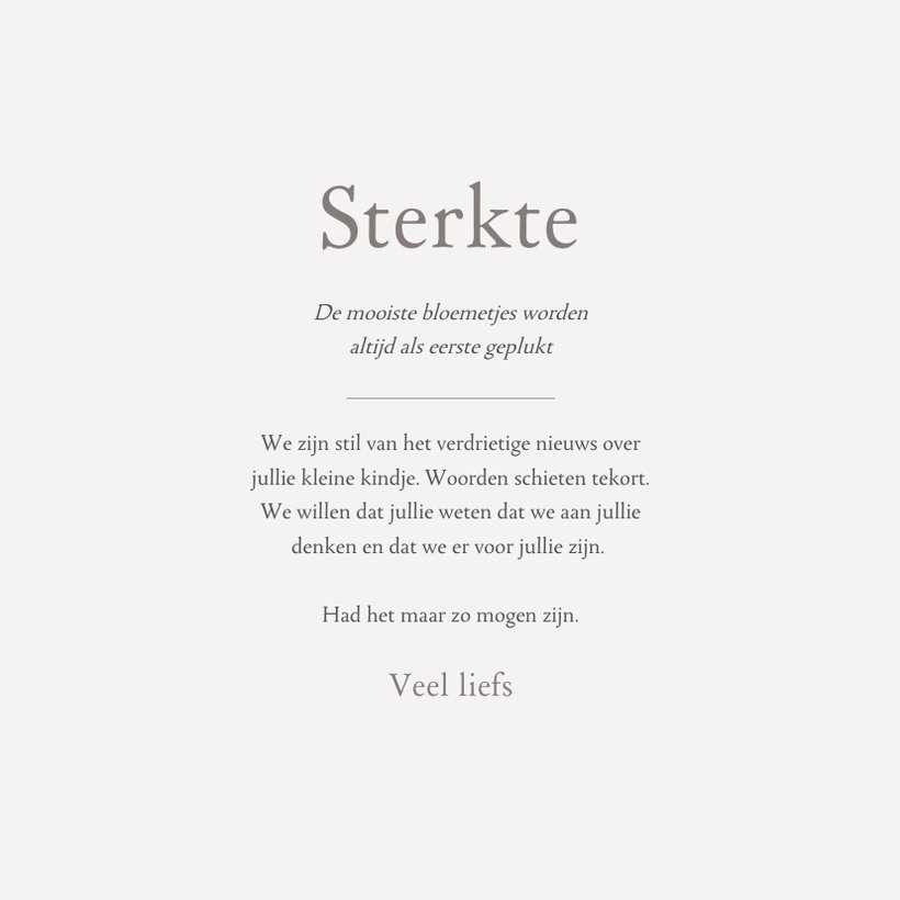 Condoleance kaartje stilgeboorte met kindje in | Kaartje2go