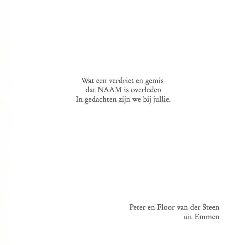 Condoleance, met oprechte deelneming- eigen | Kaartje2go
