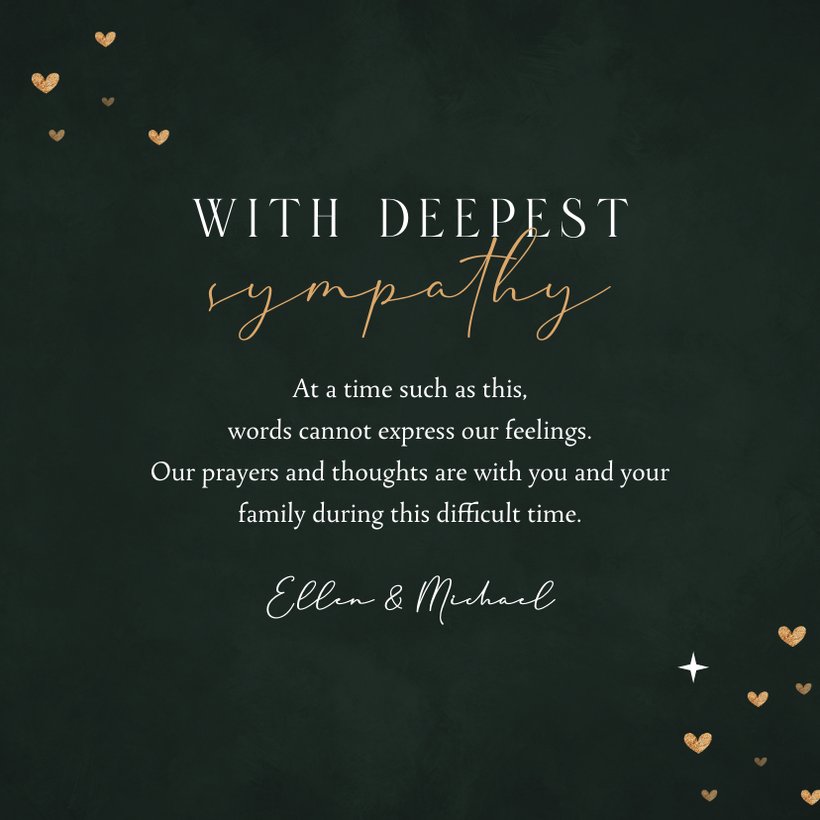 Condoleancekaart engels hartjes deepest | Kaartje2go