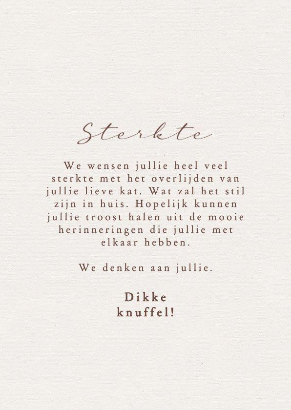 Condoleancekaartje waterverf overlijden kat met | Kaartje2go