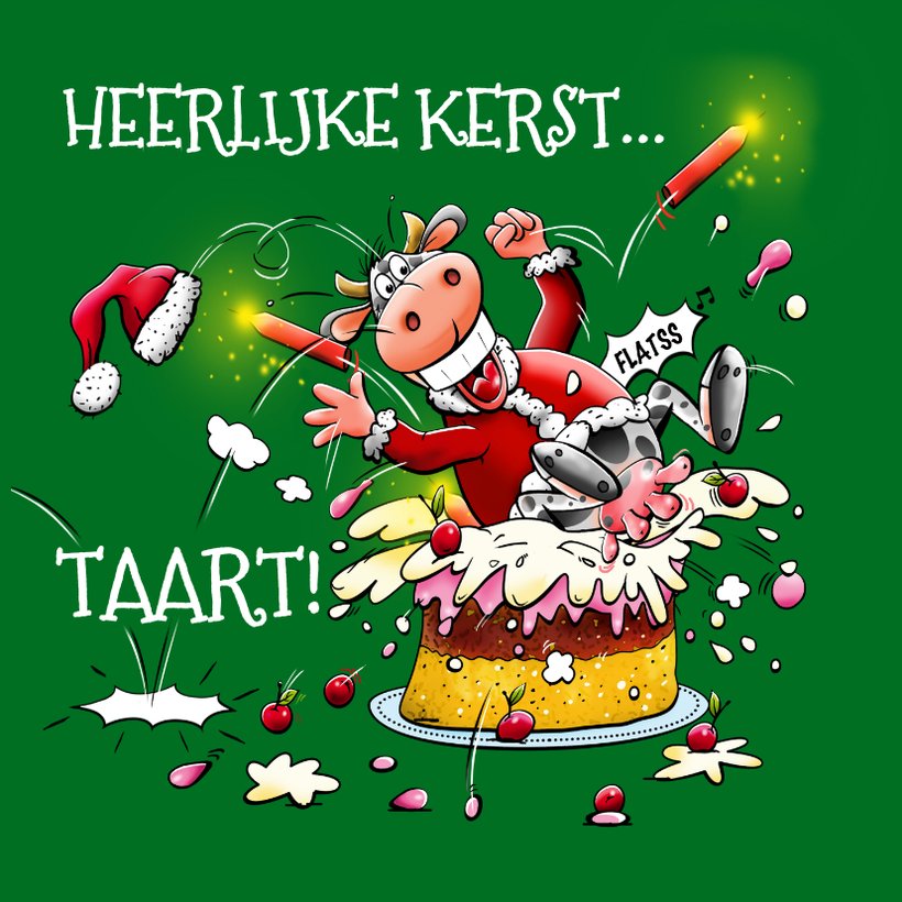 Een loei-leuke kerstkaart met vliegende koe in | Kaartje2go