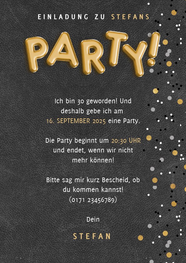 Einladung zum Geburtstag Party Ballon und Fotos | Kaartje2go