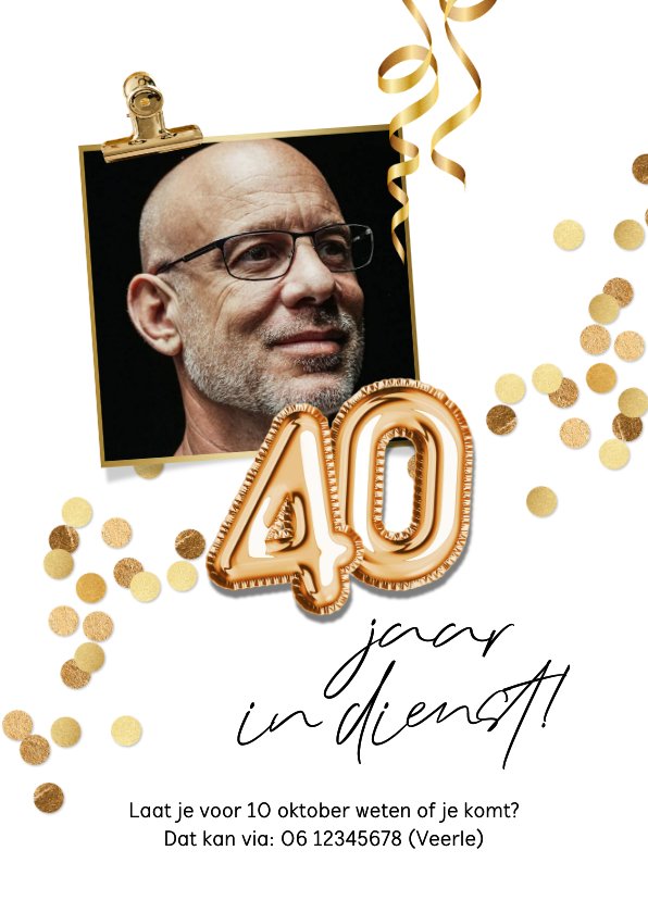 Feestelijke uitnodiging jubileum 40 jaar in | Kaartje2go