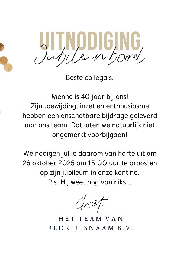 Feestelijke uitnodiging jubileum 40 jaar in | Kaartje2go