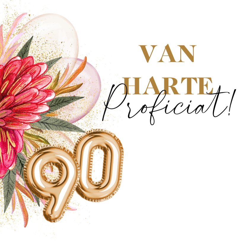 Feestelijke verjaardagskaart 90 jaar botanisch | Kaartje2go