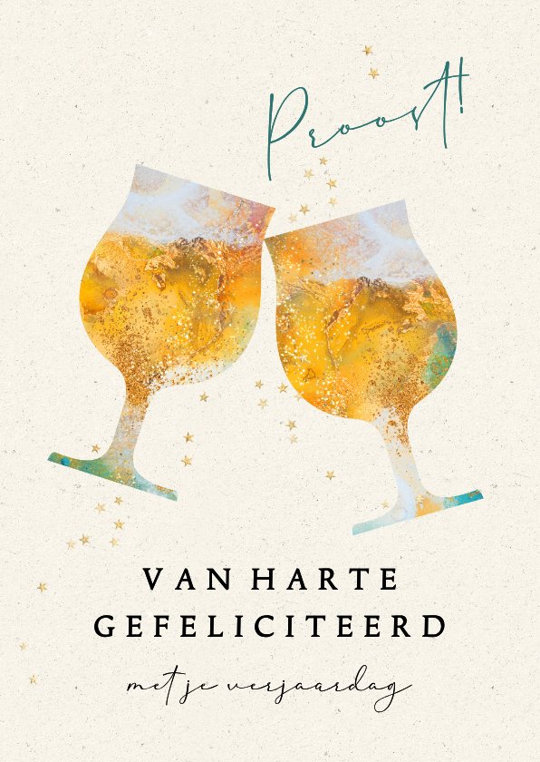 Feestelijke verjaardagskaart proost bier man | Kaartje2go