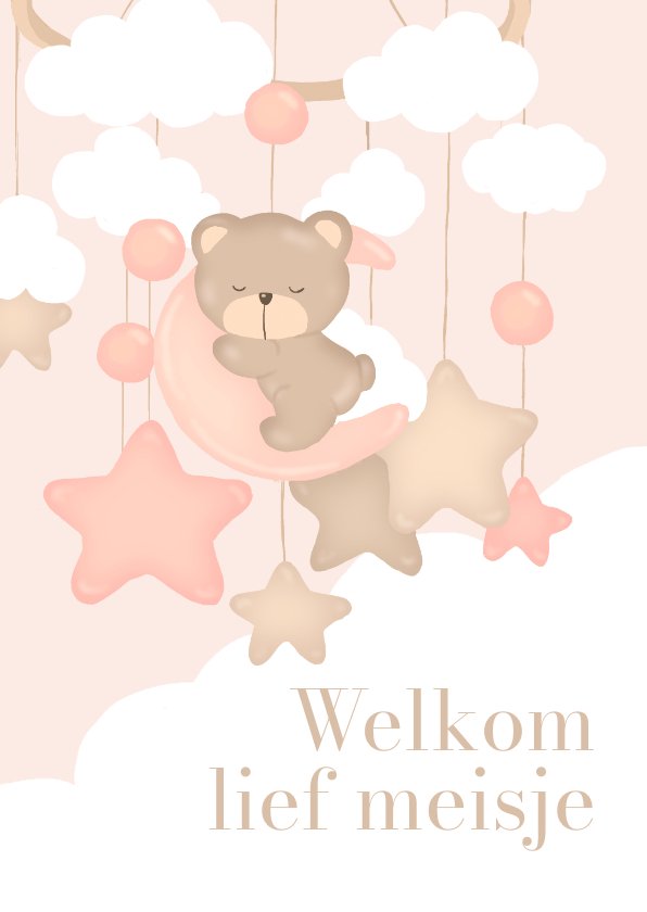 Felicitatie beertje maan sterren geboorte | Kaartje2go