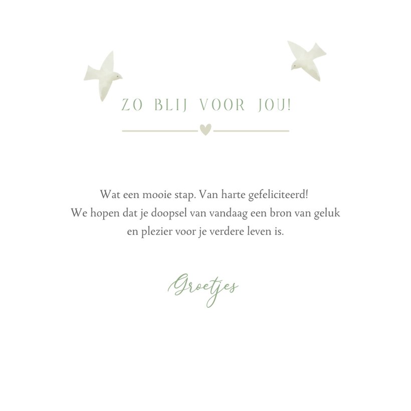 Felicitatie doop bomen regenboog en duifje | Kaartje2go