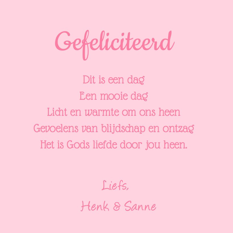 Felicitatie doop wolkjes roze | Kaartje2go