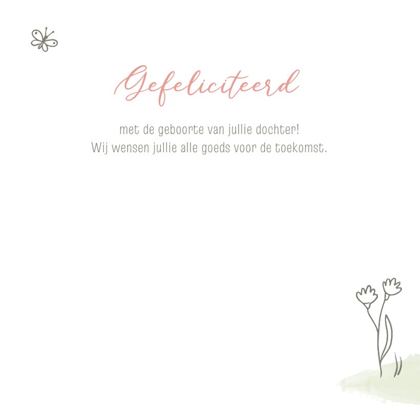 Felicitatie geboorte- liggend hertje meisje | Kaartje2go