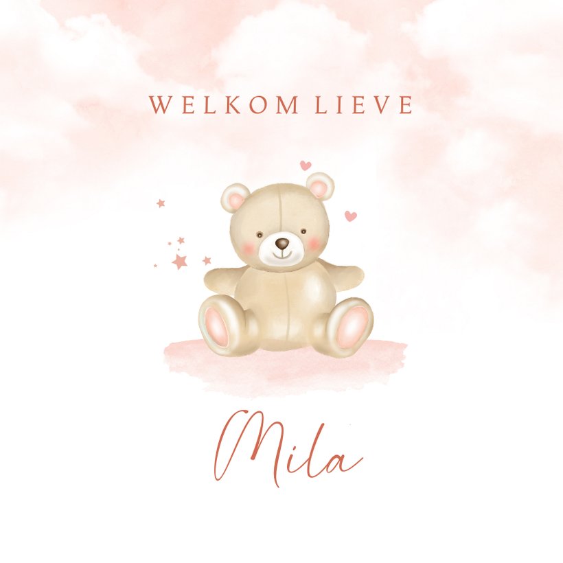 Felicitatie geboorte meisje lief beertje | Kaartje2go
