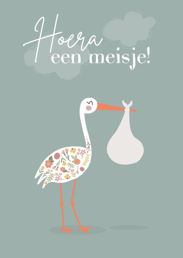 Felicitatie geboorte met ooievaar | Kaartje2go