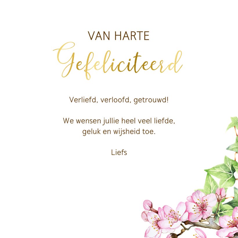 Felicitatie getrouwd bloesem klimop | Kaartje2go