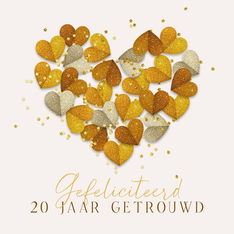 Felicitatie kaart 20 jaar getrouwd hartjes van | Kaartje2go