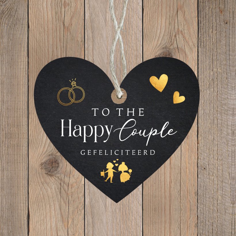 Felicitatie kaart huwelijk hartje hout trouw | Kaartje2go