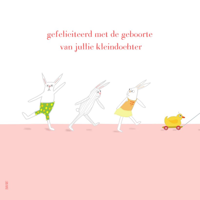Felicitatie- klein meisje met konijntje | Kaartje2go