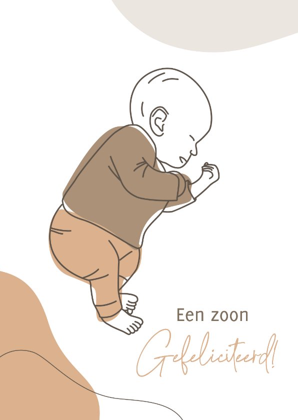 Felicitatie lijntekening slapende baby | Kaartje2go