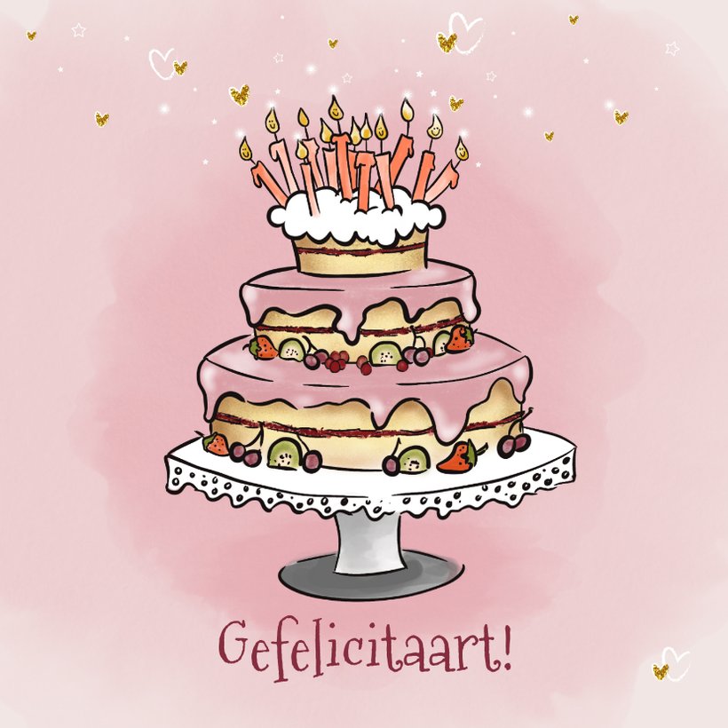 Felicitatie verjaardag met een lekker taart | Kaartje2go