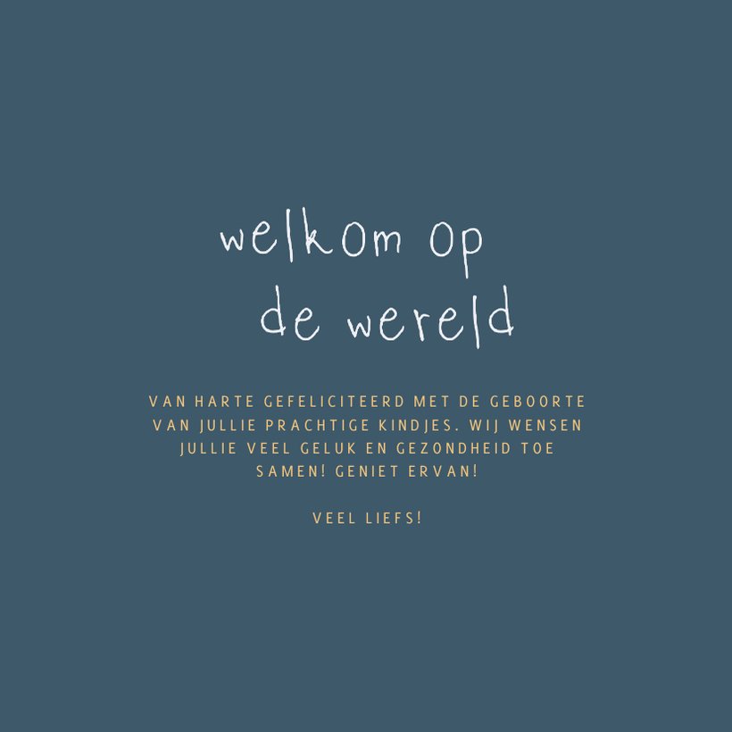 Felicitatie welkom op de wereld tweeling | Kaartje2go