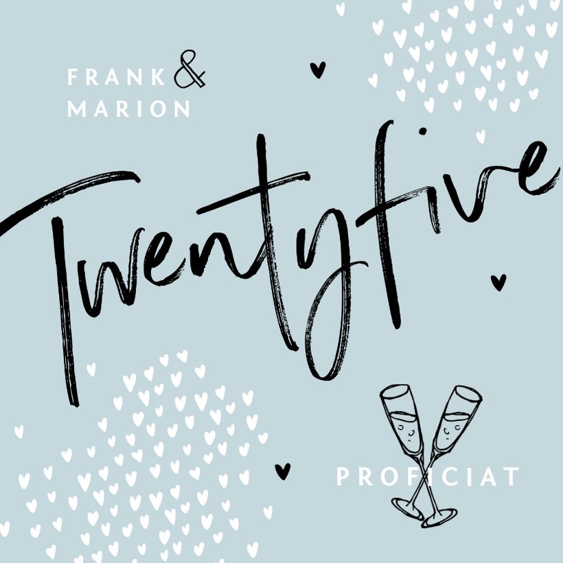 Felicitatiekaart 25 jaar getrouwd hartjes | Kaartje2go