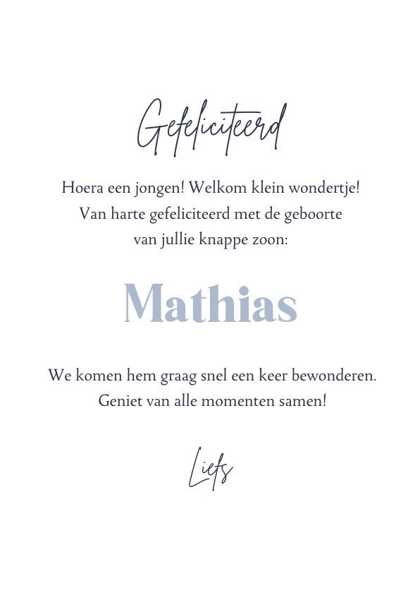 Felicitatiekaart geboorte jongen regenboog goud | Kaartje2go