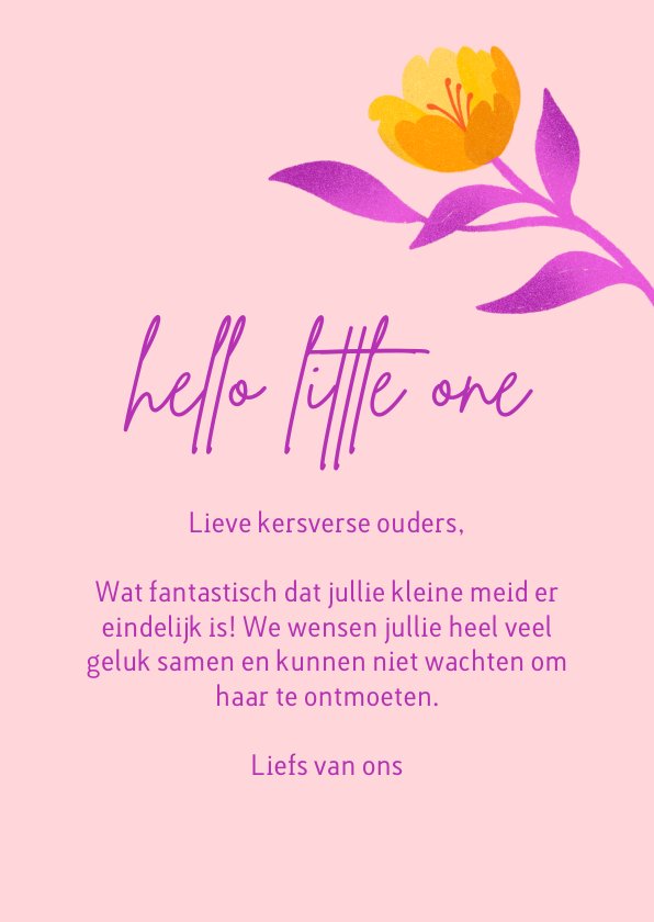 Felicitatiekaart geboorte meisje baby girl | Kaartje2go